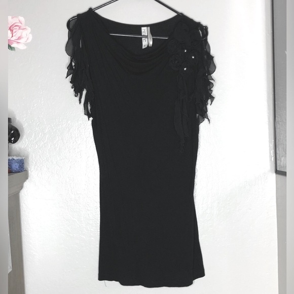 Kische | Tops | Xl Black Rocker 0 Rayon Top From Kische With Roses And ...